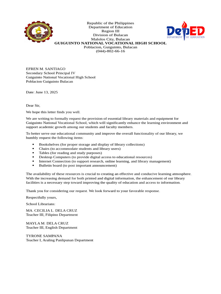 Request for Library Resources | PDF