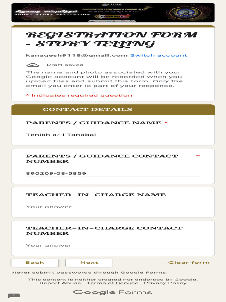 Storytelling Registration Form | PDF