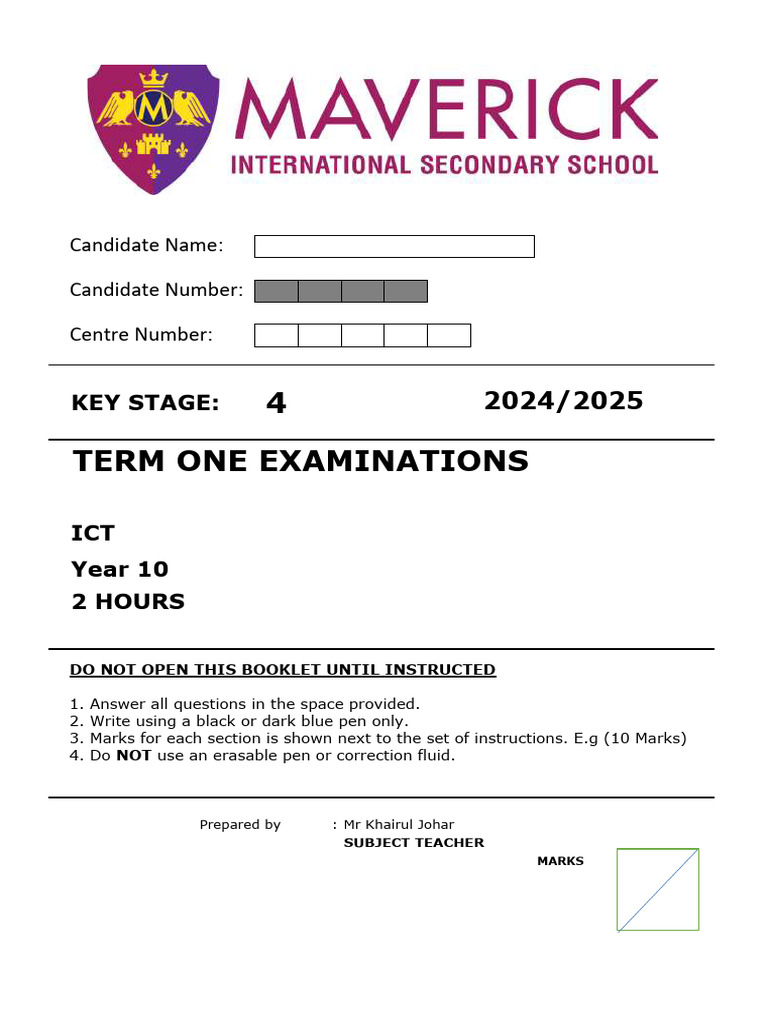 Year 10 ICT Term 1 Exam Paper | PDF | Hard Disk Drive | Solid State Drive