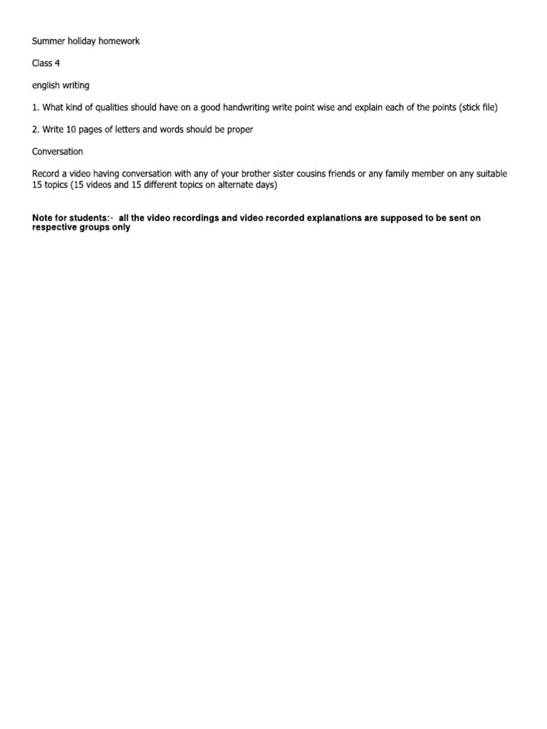 Class 4th English Writing And Conversation Pdf