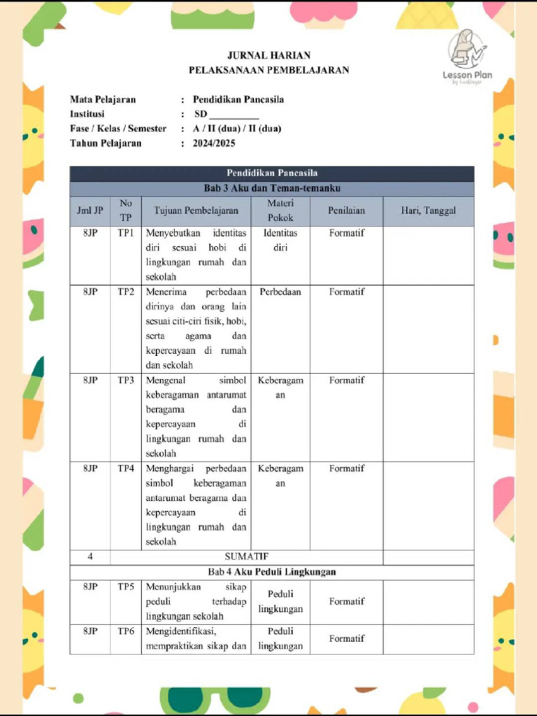 Jurnal Harian Kelas 2 Semester 2 | PDF