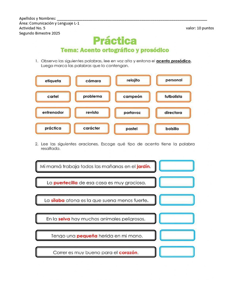 Acento Prosódico y Ortográfico | PDF