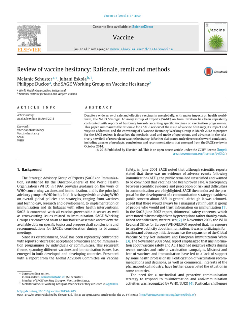Review of Vaccine Hesitancy Methods | PDF | World Health Organization ...