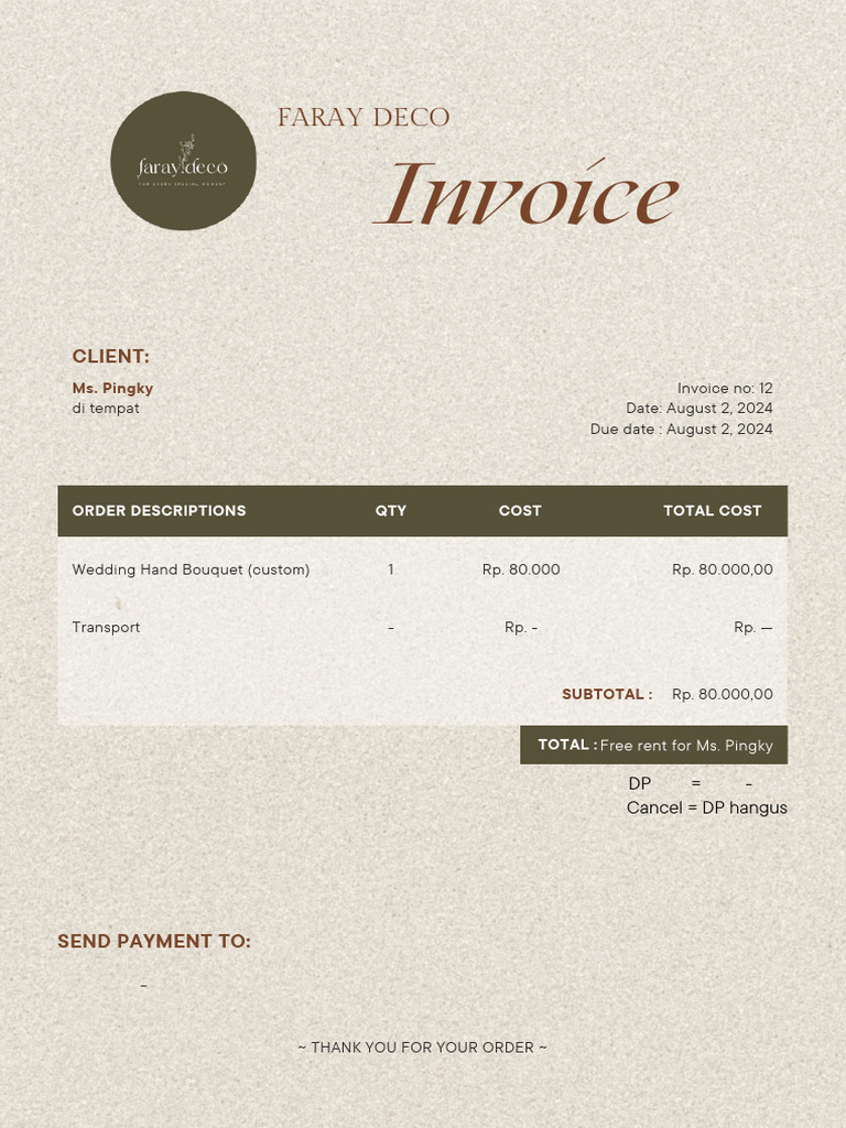 Invoice Ms. Pingky | PDF