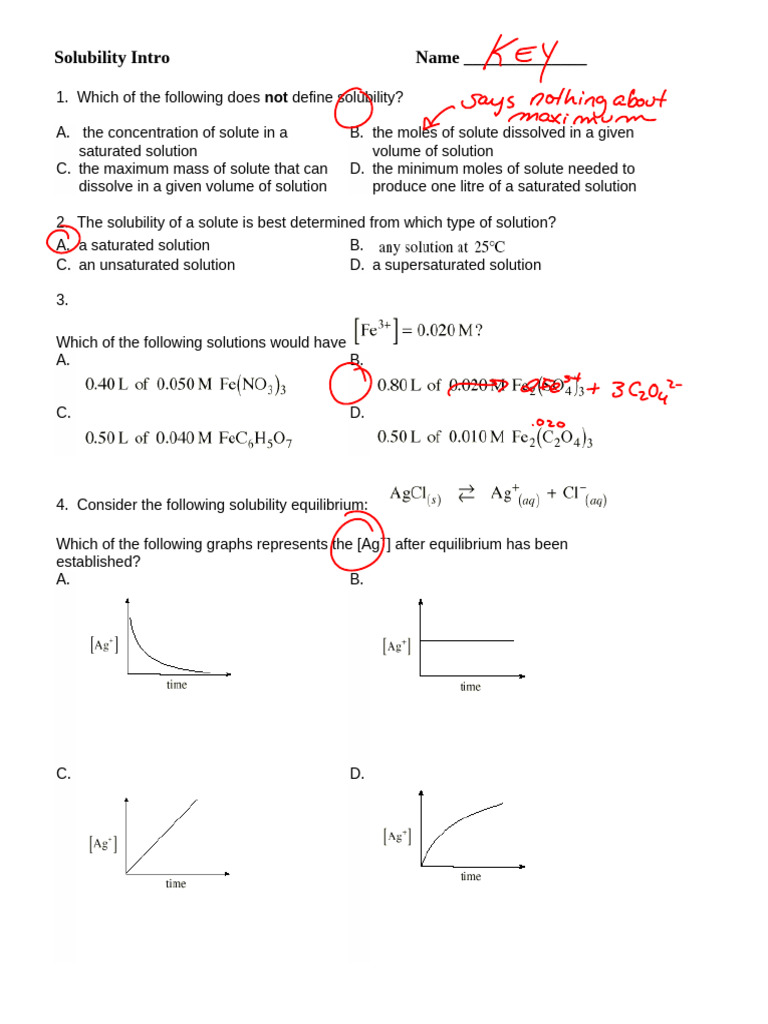 2 Solubility Intro Aj Key | PDF | Solubility | Physical Chemistry