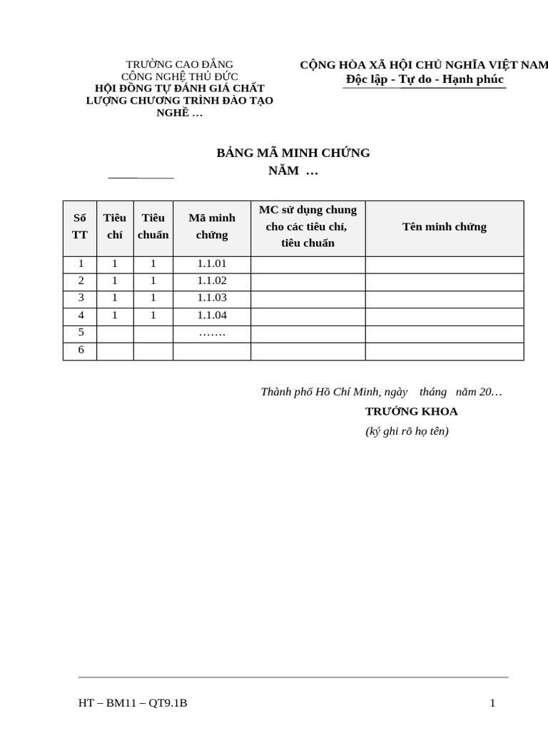 BM11 - Bang Ma Minh Chung | PDF