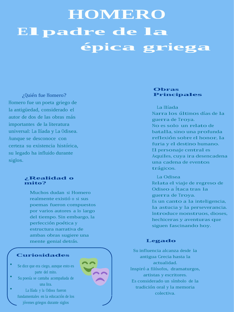 HOMERO El Padre de La Epica | PDF | Homero | Poesía