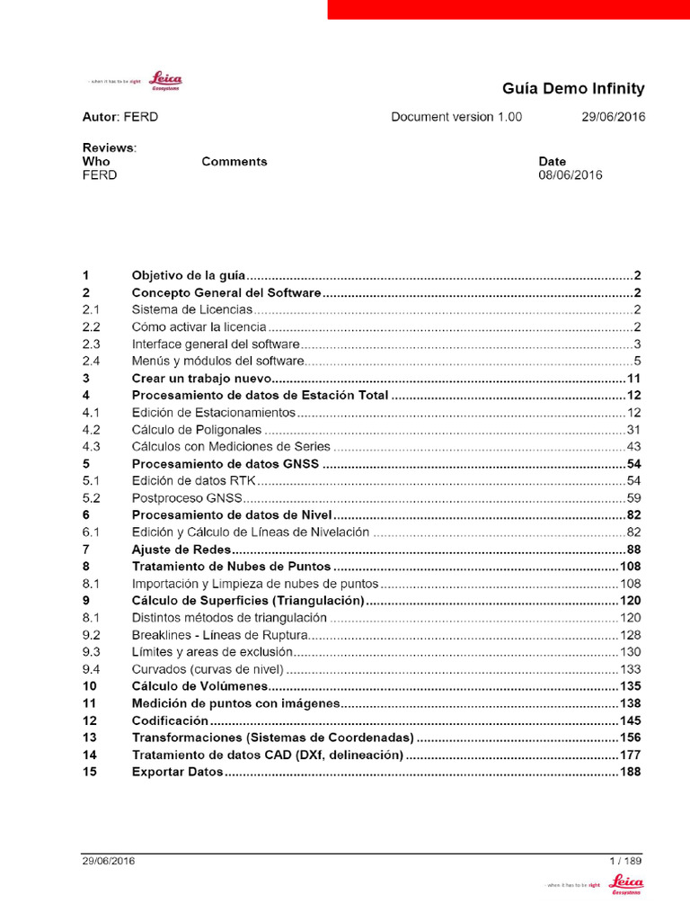 Leica Infinity - Demo Manual - TOAZ | PDF