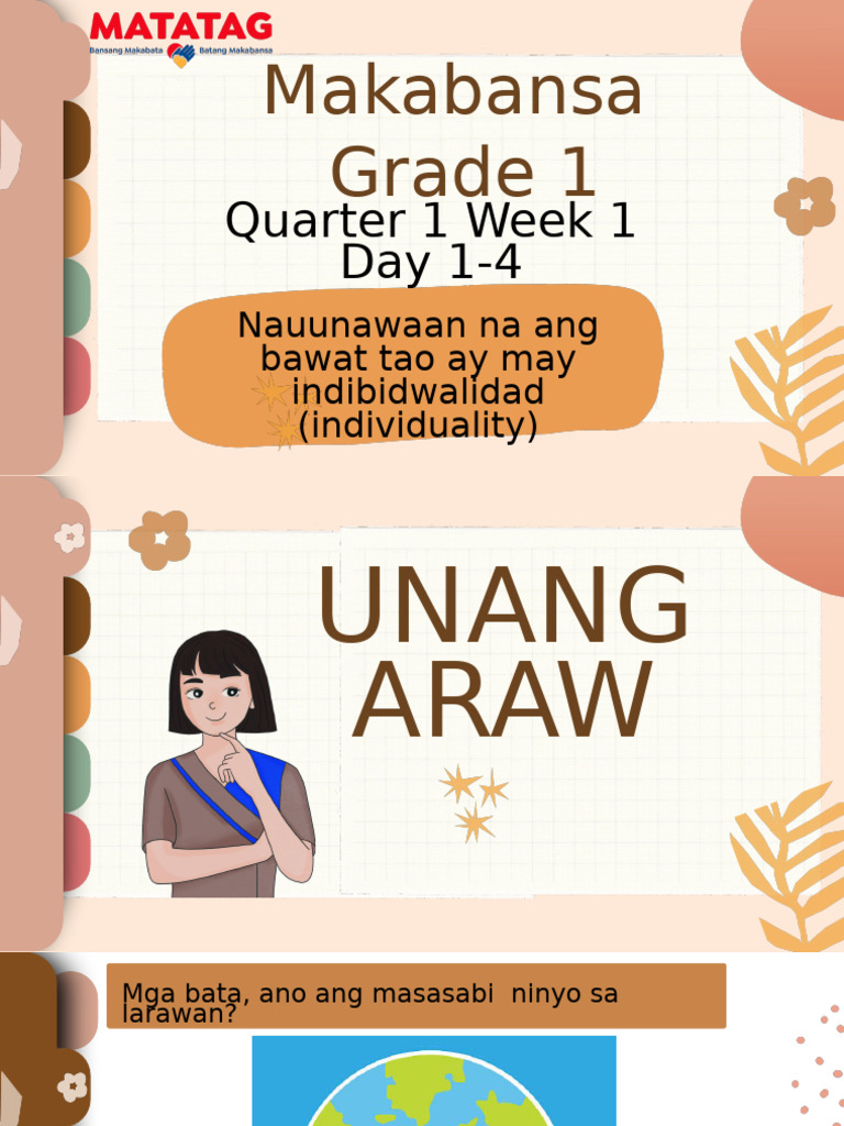 q1 Week1 Grade 1 Makabansa Matatag | PDF
