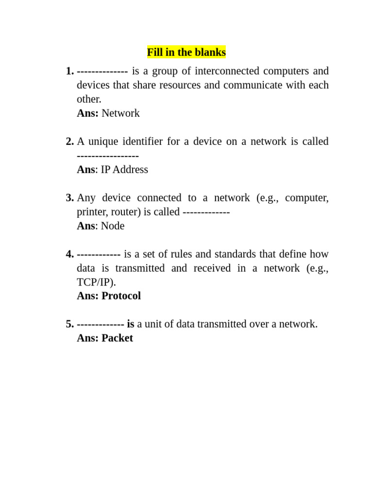 Computer Networks Question and Answer | PDF | Computer Network | Network Topology