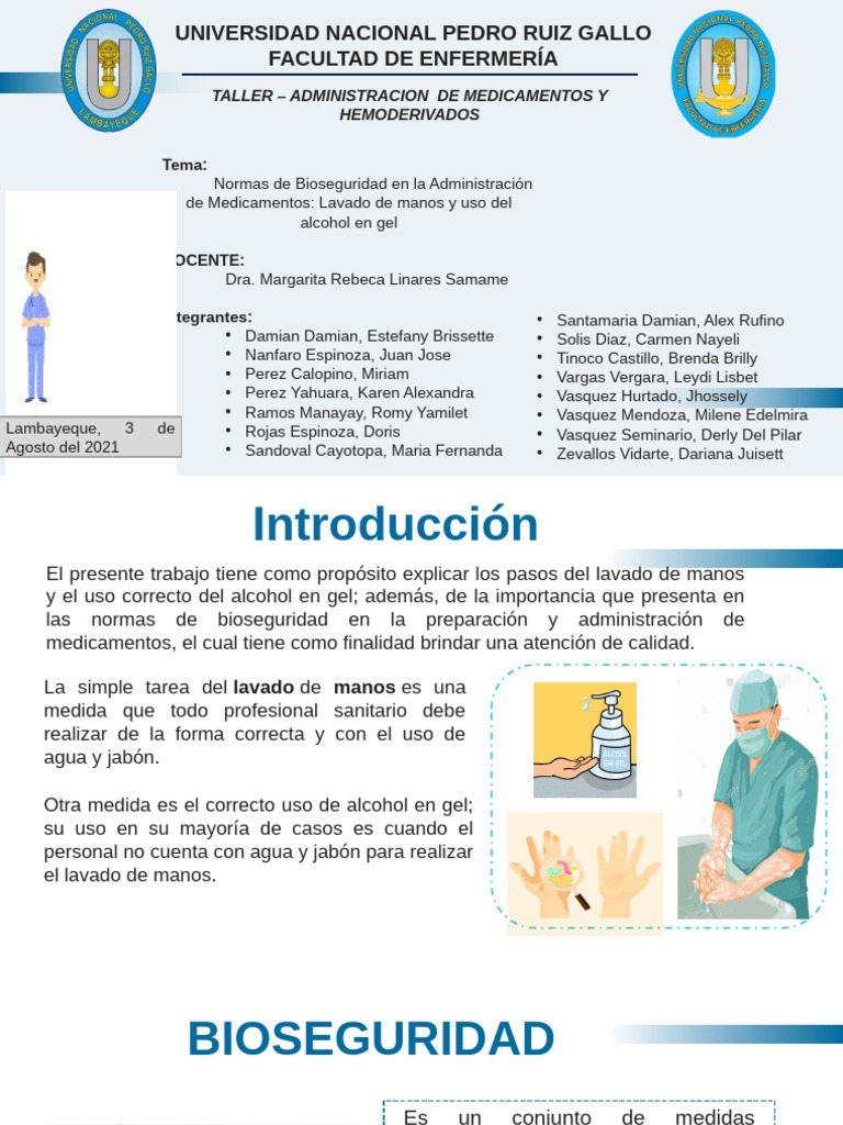 Normas de Bioseguridad en La Administracion de Medicamentos (Lavado de Manos y Uso Del Alcohol ...