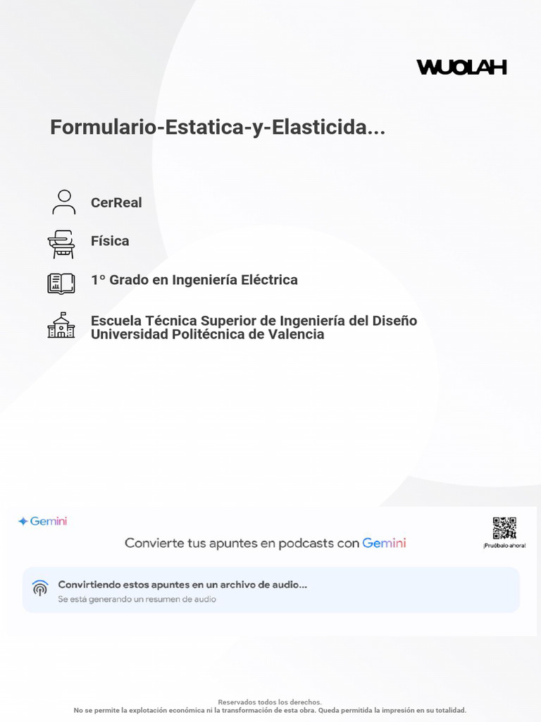 wuolah-free-Formulario-Estatica-y-Elasticidad | PDF | Estrés (Mecánica) | Ciencia de los Materiales