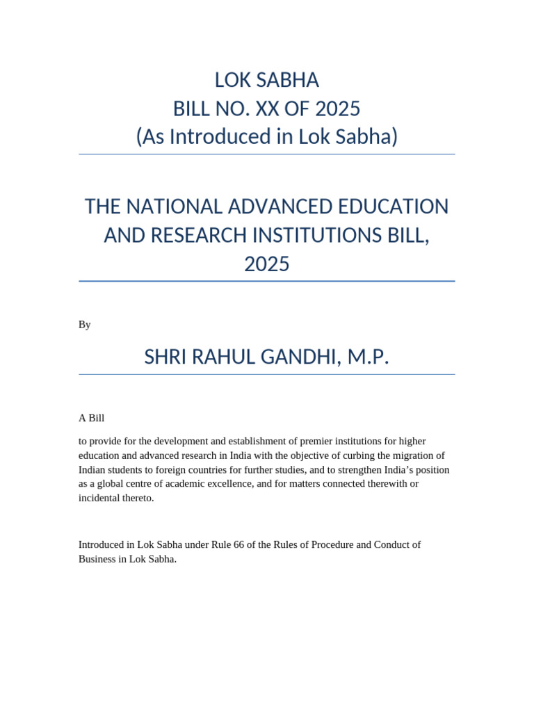 National Advanced Education Bill 2025 | PDF