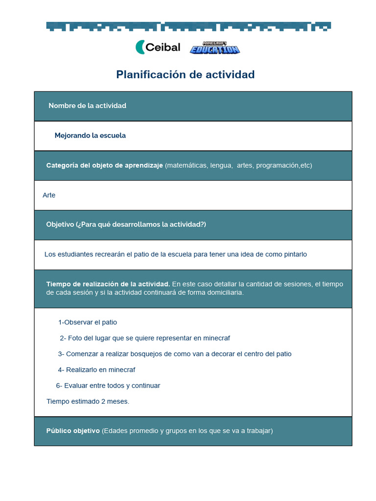 Actividad Minecraft Education | PDF