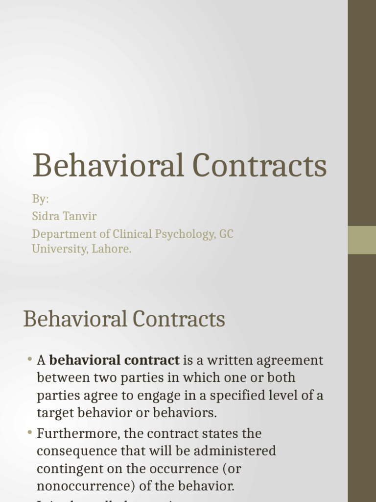 Behavioral Contracts | PDF | Reinforcement | Biological Concepts