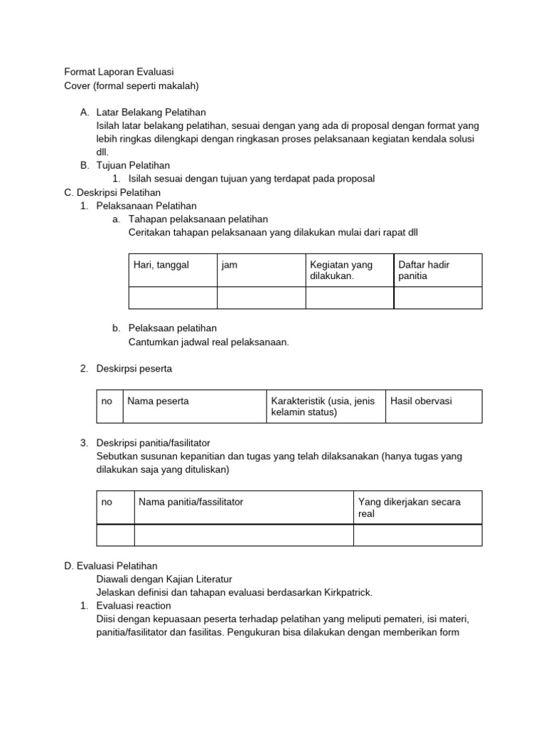 Format Laporan Evaluasi | PDF