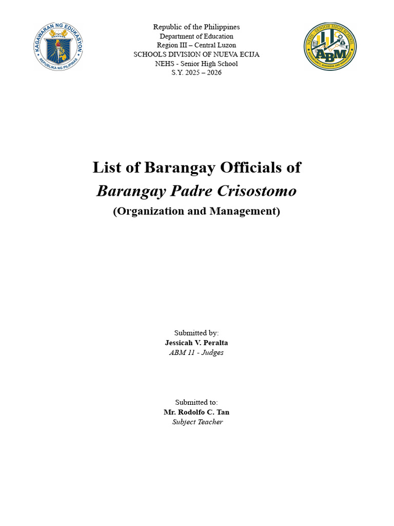 Barangay Officials of Padre Crisostomo | PDF