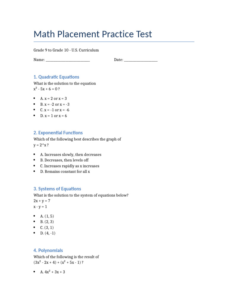 Gmu Math Placement Test