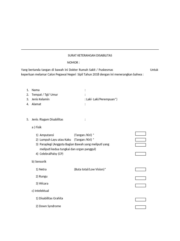Surat Keterangan Disabilitas | PDF