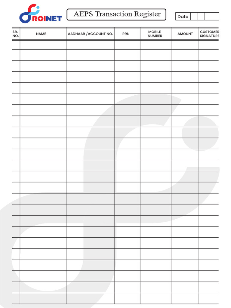 AEPS Transaction Register | PDF