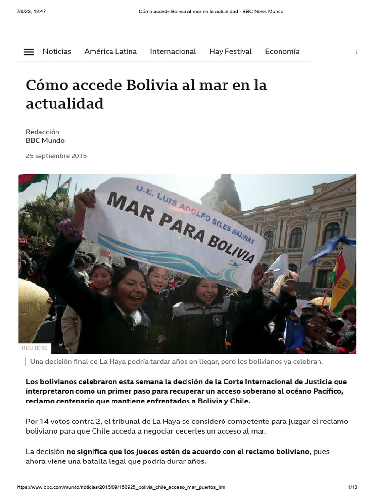 Cómo Accede Bolivia Al Mar en La Actualidad - BBC News Mundo-1-7 | PDF ...