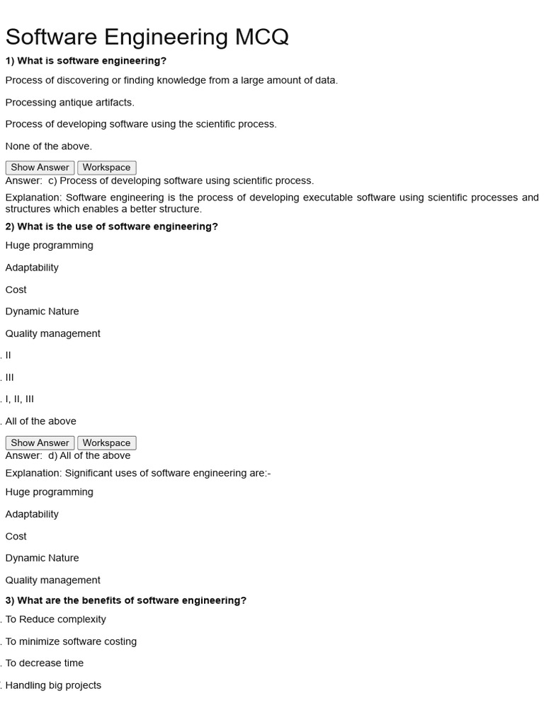 Software Engineering MCQ - TAE | PDF | Graphical User Interfaces | Software