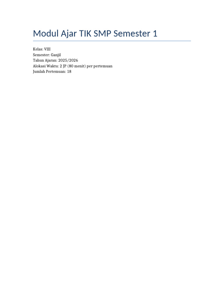 Modul Ajar TIK SMP Kelas VIII Ganjil | PDF