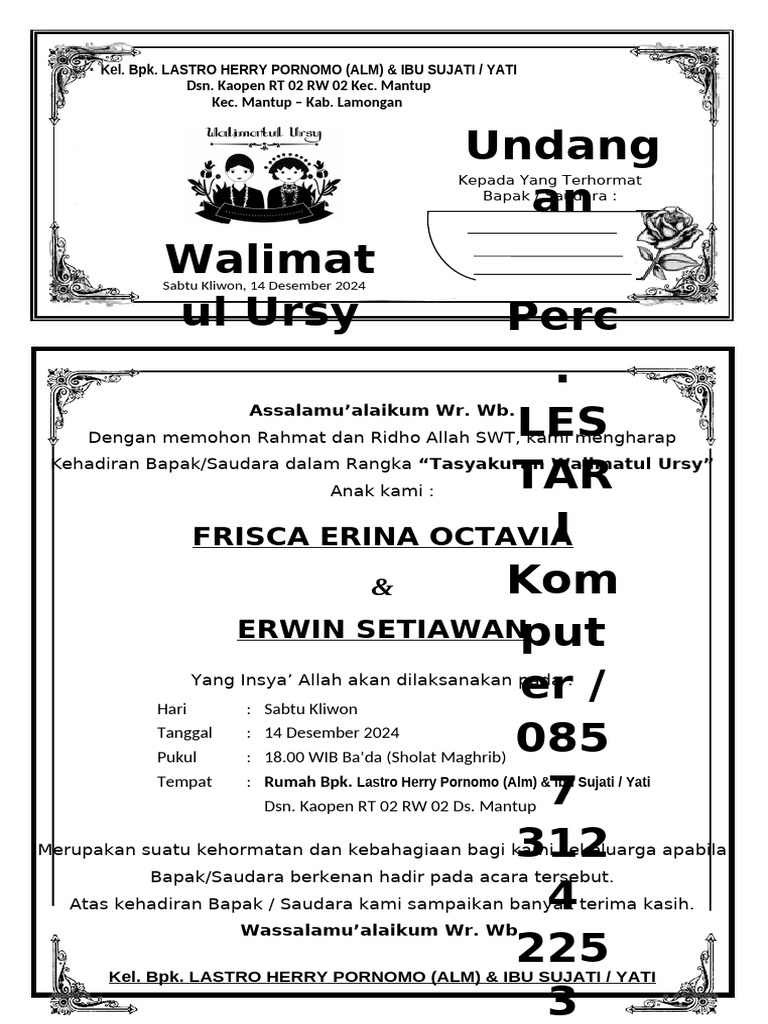 Undangan Walimatul Ursy | PDF