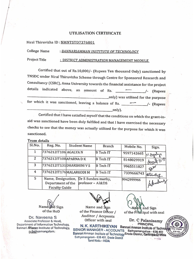 Utilisation Certificate | PDF