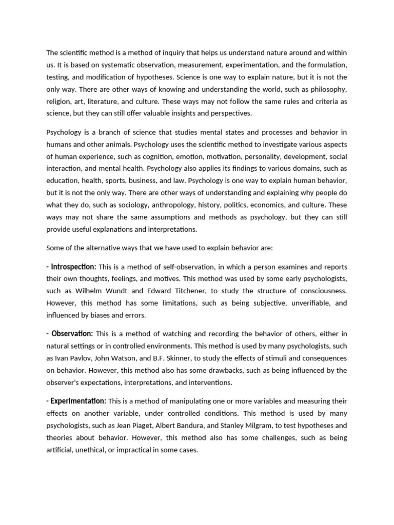 The Scientific Method PSY Learning Journal Unit 1 | PDF | Psychology | Behavioural Sciences