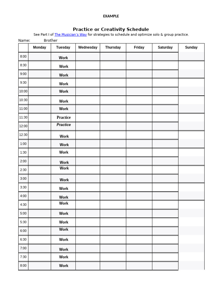 Music Practice Schedule | PDF