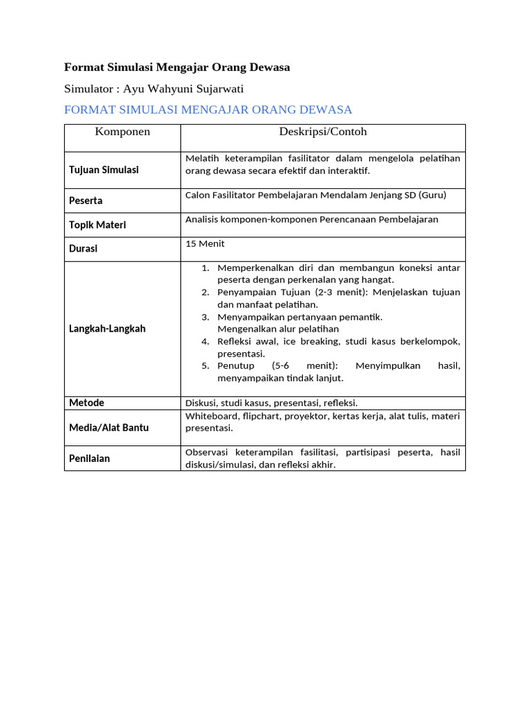Format Simulasi Ayu | PDF