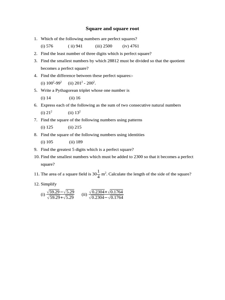 Square and Square Root - 2 | PDF