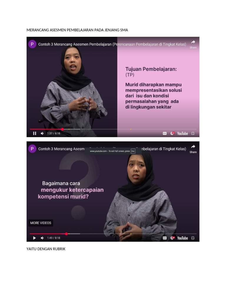 Video Merancang Asesmen Sma | PDF