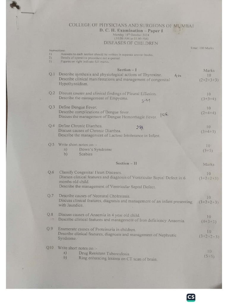 DCH Previous Yr Paper | PDF