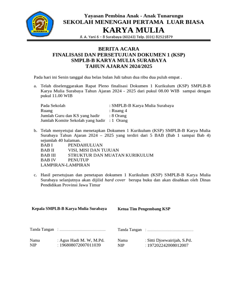 Berita Acara KSP 2024 | PDF