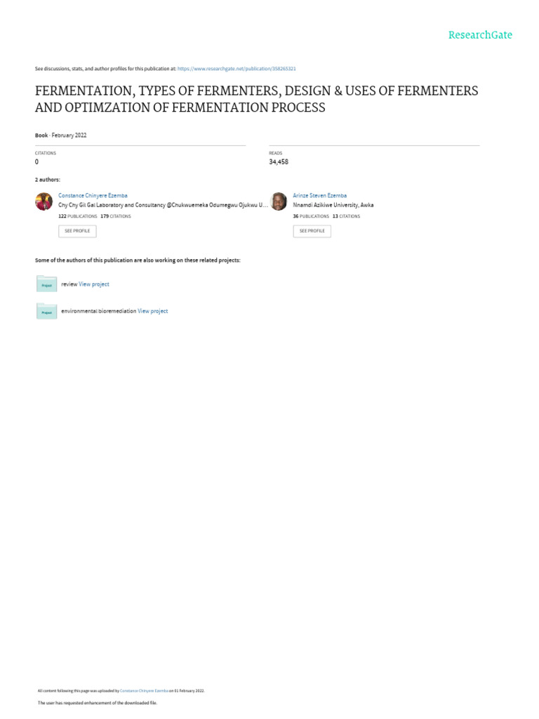 Fermentation Types Design Uses and Op Tim Ization | PDF | Fermentation ...
