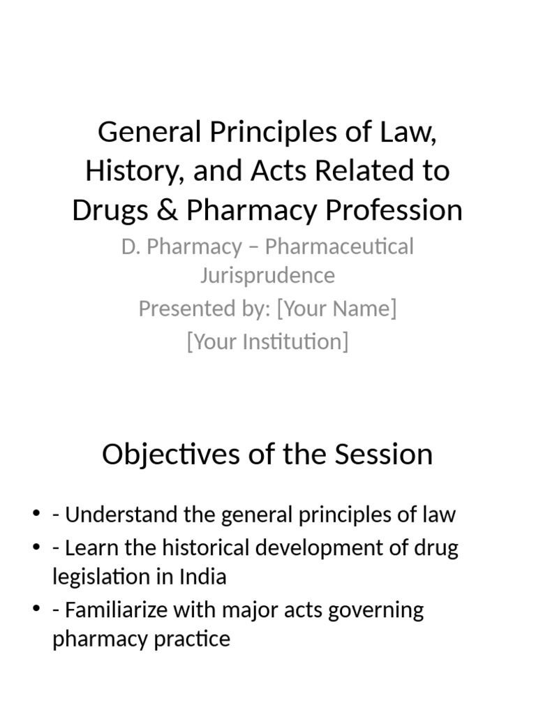 Pharmaceutical Jurisprudence PPT DPharm | PDF
