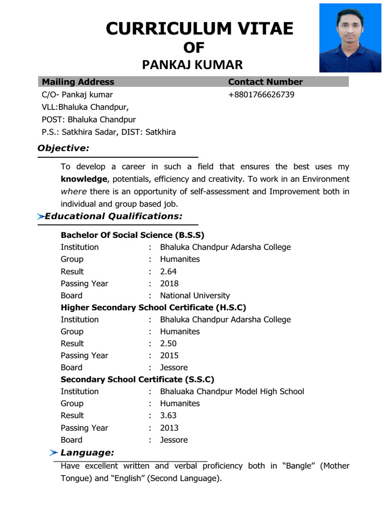 Curriculum Vita1 Pankaj Kumar | PDF | Secondary Education | Educational ...
