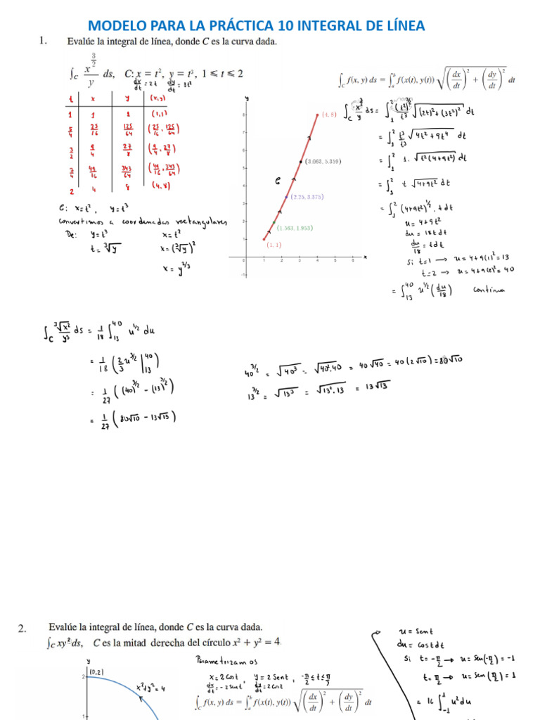 Modelo para La Práctica 11 Integrales de Línea | PDF