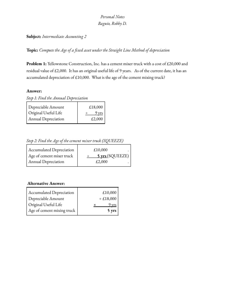 Calculate Fixed Asset Age Using Depreciation | PDF