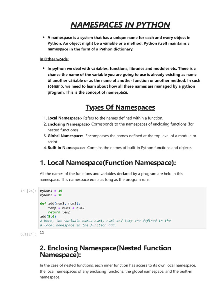 Namespaces and Scopes | PDF
