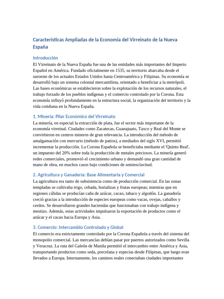 Economia Virreinato Nueva Espana | PDF | Nueva españa | Comercio
