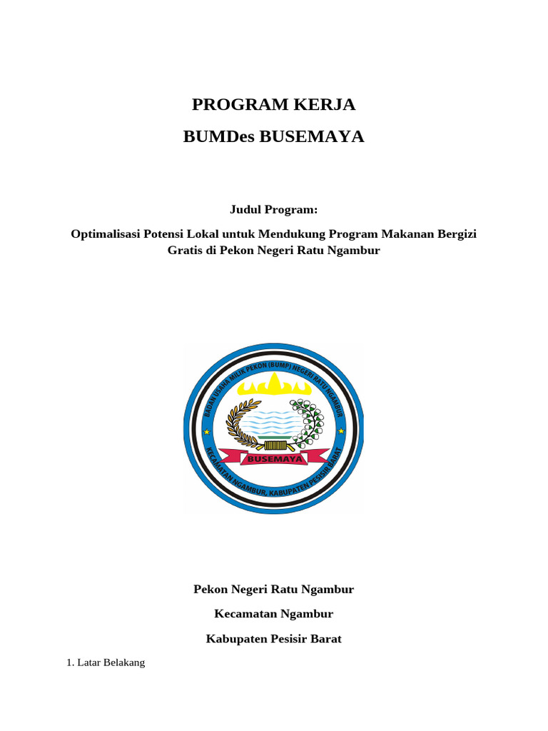Program Kerja Bumdes Busemaya 2025 | PDF