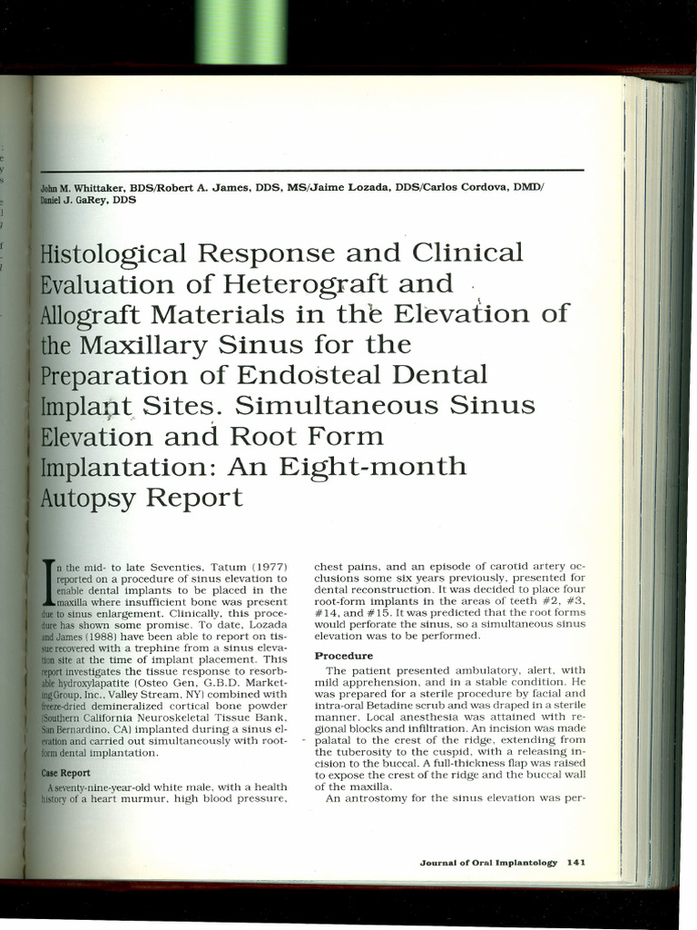 1989 Whittaker, James, Lozada-Sinus Graft Autopsy | PDF
