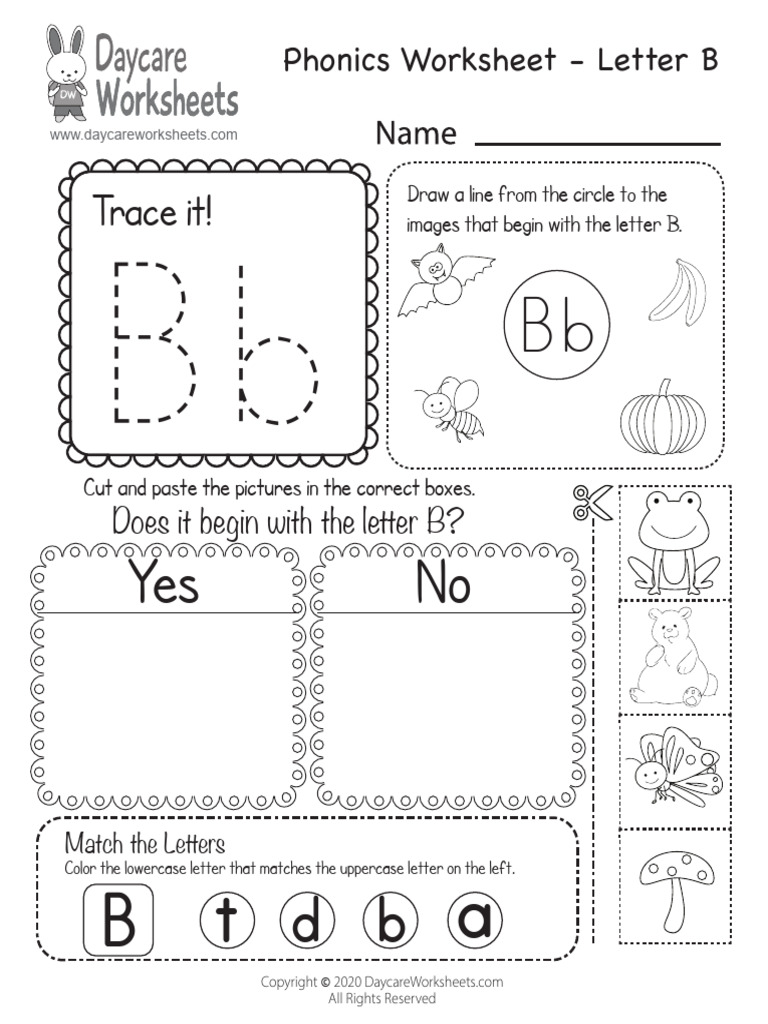 Beginning Sounds b Phonics Worksheet | PDF