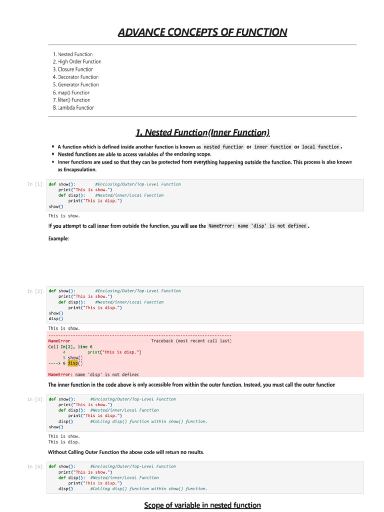 Advance Concepts of Function | PDF