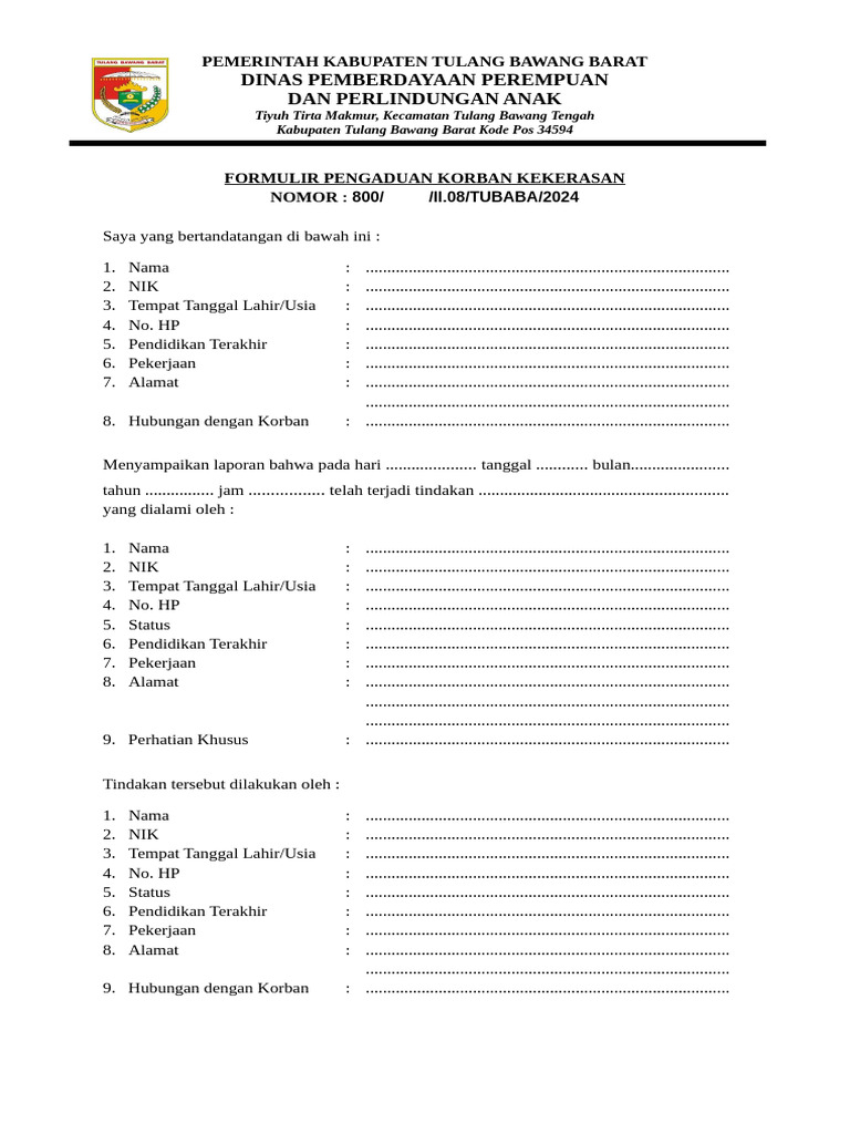 Formulir Pengaduan Rap | PDF