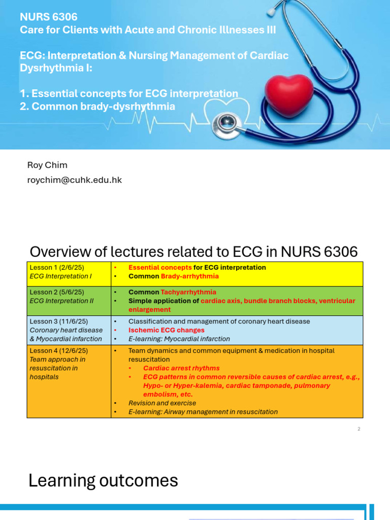 ECG Interpretation - L1 Basic Concepts and Bradycardia - Student | PDF ...