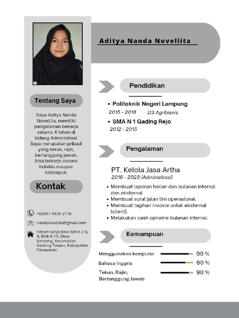CV - Aditya Nanda Novellita | PDF